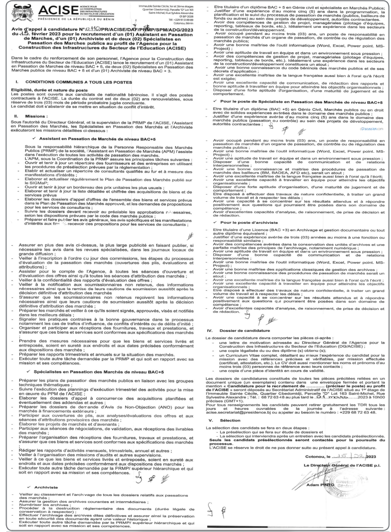 ACISE recrute 01 Archiviste - Concoursn.com